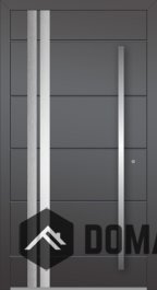 LIM AD10 - aluminum modern front door with silver stripes Domadeco
