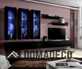 Idea E1 - black modern wall units Domadeco