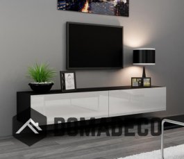 Seattle 24 - Modern TV wall unit with high gloss white MDF fronts Domadeco