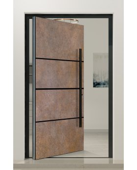Aluminium Reynaers pivot entry doors. Domadeco