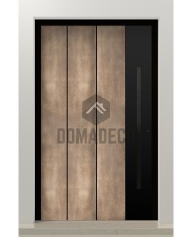 PIVOT M20 - aluminum pivot door with gold texture of milled metal Domadeco