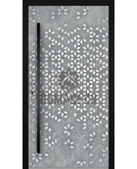 PIVOT Squares - pivot door with squares texture of milled metal Domadeco