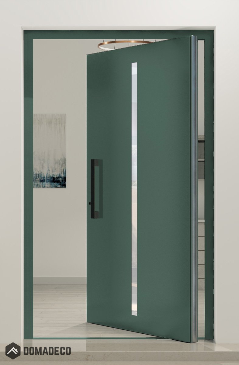 PIVOT Flet B - contemporary pivot door with long glass Domadeco
