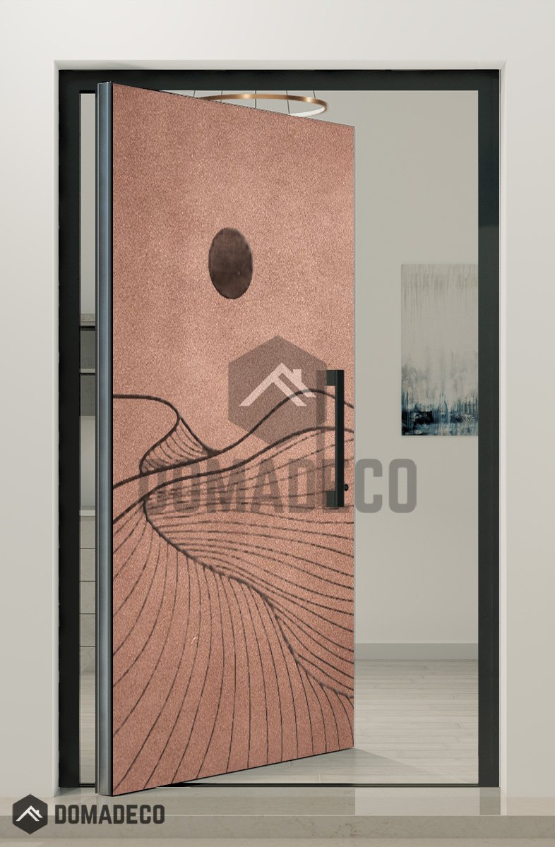 PIVOT M14 - aluminum pivot door with copper texture of milled metal ...