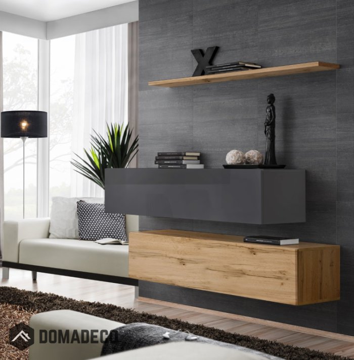 Black gloss floating tv unit store